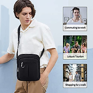 Vaupan Messenger Bag for Men, Small Crossbody Bag Water Resistant Sling Shoulder Bag for Travel School Work Business (Black)