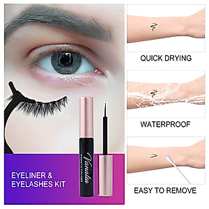 Vanalia Magnetic Eyelashes with Eyeliner,Magnetic Eyelashes and Lashes Kit,3D 5D False Lashes, 5 Pairs with Tweezers, Easy to Wear-No Glue Needed