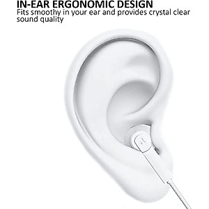 ARC Wired Earbuds in-Ear Headphones, Earphones with Microphone, Slide Volume Control Noise Isolation Ear Buds Ear Tips, 3.5mm Jack for iPhone, iPad, Samsung, Computer, Laptop, Gaming, Sports - White