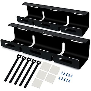 Under Desk Cable Management Tray 2 Pieces Steel Under Desk Wires Organizer Power Strip Management No Drill Under Table Organizer for Cable Storage Holder for Office Home Desk/Table（Premium Metal）