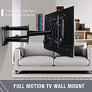 Full Motion TV Mount for 37-86inch TVs, TV Wall Mount with Dual 30inch Long Arm, Wall Mount TV Bracket Swivel and Tilt Holds up to 165lbs,VESA 600x400mm Fits 24" 18" 16" Wood Studs by FORGING MOUNT