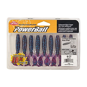 Berkley Powerbait The Boss Grub Fishing Soft Bait, Blue Fleck, 3"