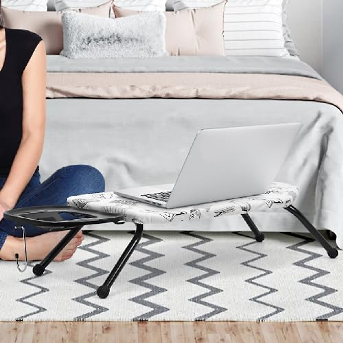 Duwee 14"×25" Table Top Ironing Board with Iron Rest,Small Ironing Board Heat Resistant Cover with Thick Padded Cover,Compact,Folding Legs,White