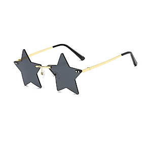 IKUVNA Rimless Star Shape Sunglasses for Women Men Party Streetwear Glasses Trendy Transparent Pentagram Eyewears