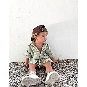 FYBITBO Toddler Baby Boy Summer Linen Shorts Outfits Solid Short Sleeve Button Down T-Shirt and Casual Shorts Clothes Set (Green, 18-24 Months)