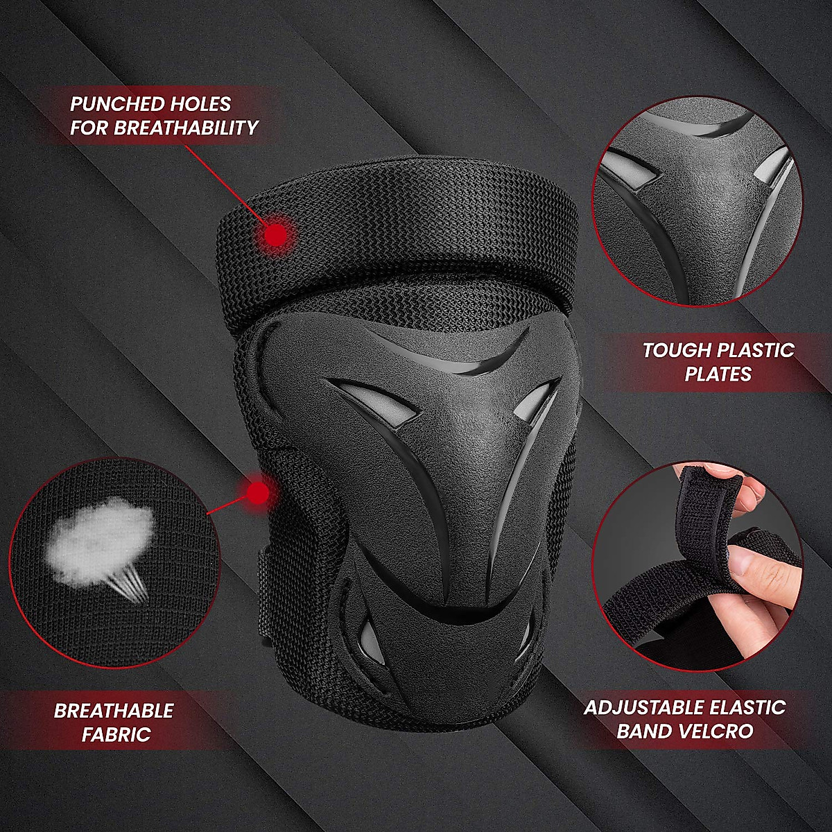 Adult Knee Elbow Pads Skating:BOSONER Adult/Child Knee Pad Elbow Pads Guards Protective Gear Set for Roller Skates Cycling BMX Bike Skateboard Inline Skatings Scooter Riding Sports
