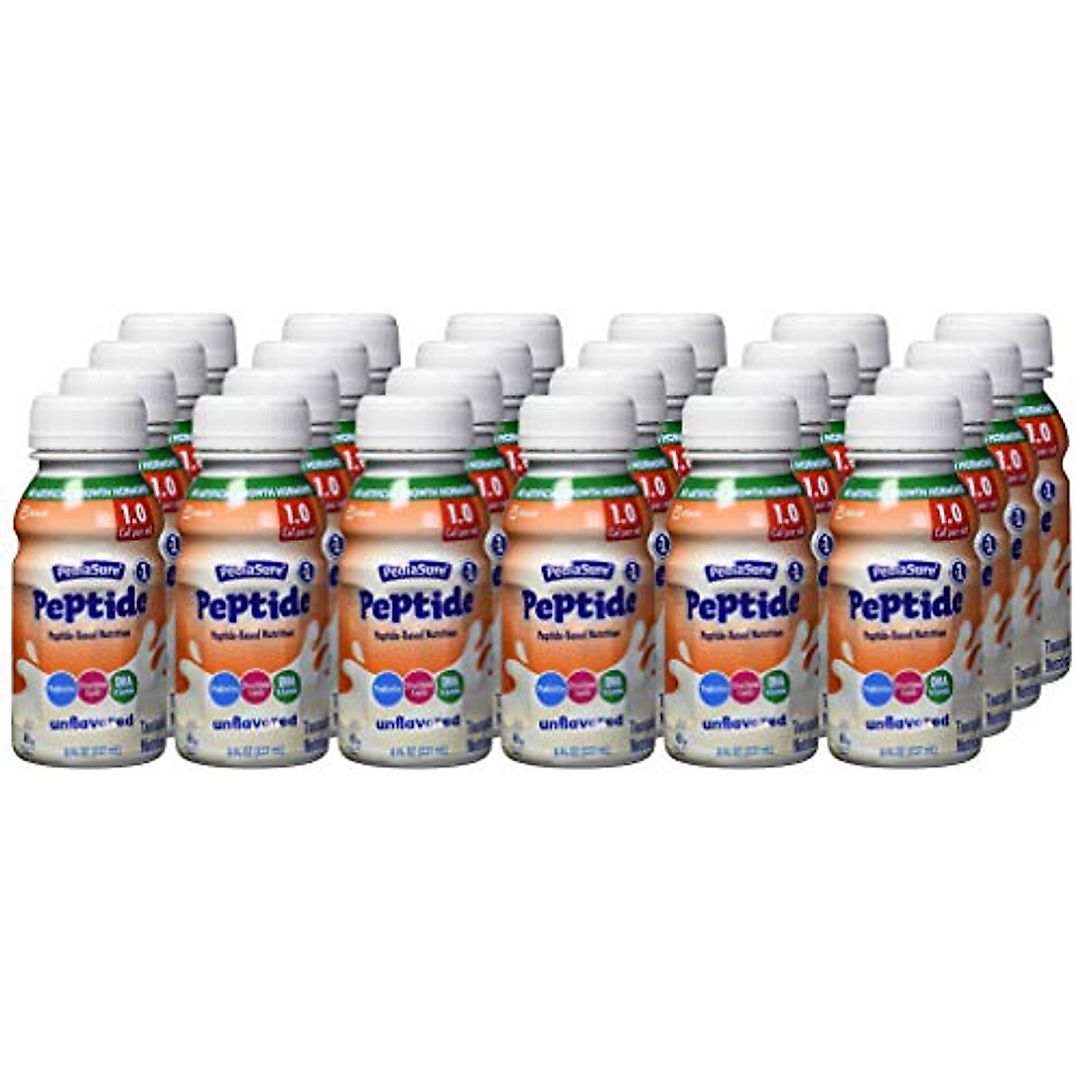 PediaSure Peptide 1.0 Cal, Peptide-Based Formula, Sole-Source Nutrition Drink for Tube Feeding or Oral Nutrition, Unflavored, 8-fl-oz Bottle, Pack of 24