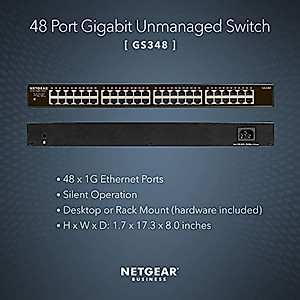 NETGEAR 48 Port Gigabit Network Switch (GS348) Ethernet Switch - Desktop or Rackmount, and Limited Lifetime Protection