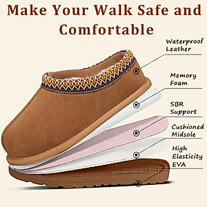 metricfalcon Women's Slippers Platform Mini Boots For Women Suede Leather Indoor/Outdoor Anti-Slip Slipper Comfy Fur Fleece Lined Sneakers Short Ankle Boot