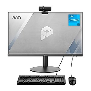 MSI PRO AP241 All-in-One Computer Desktop, 23.8" FHD IPS-Grade LED, Intel Core i3-10105, 8GB Memory, 500GB SSD, WiFi 6, BT 5.1, Black, Windows 10 Home (11M-630US)