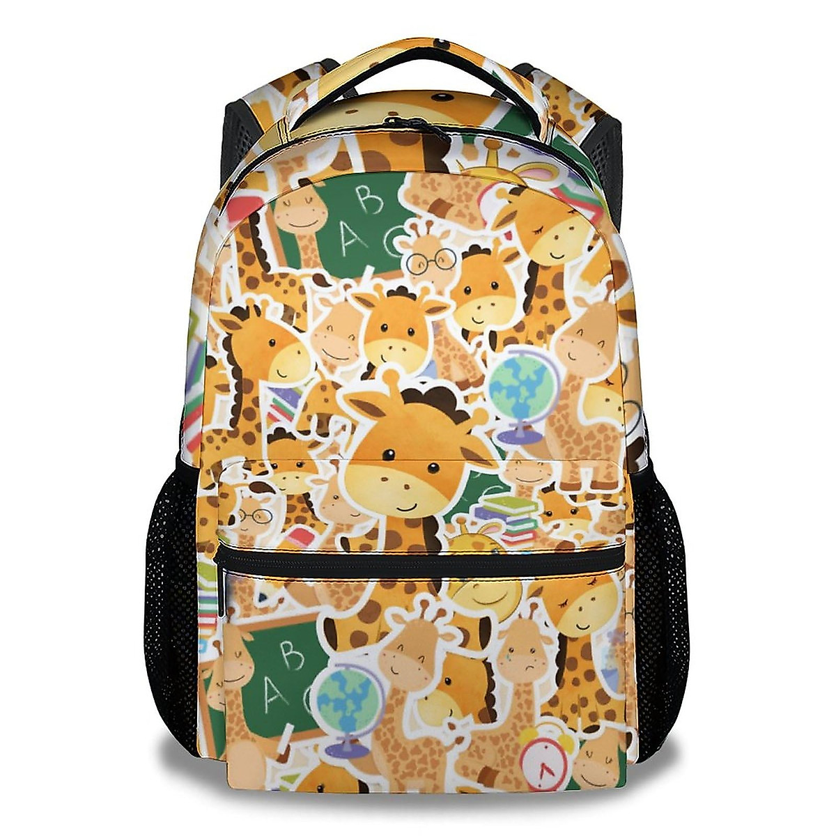 Homexzdiy Giraffe Backpack for Girls Boys, 16" Yellow Backpacks for School, Kawaii Large Capacity Lightweight Bookbag for Kids Students