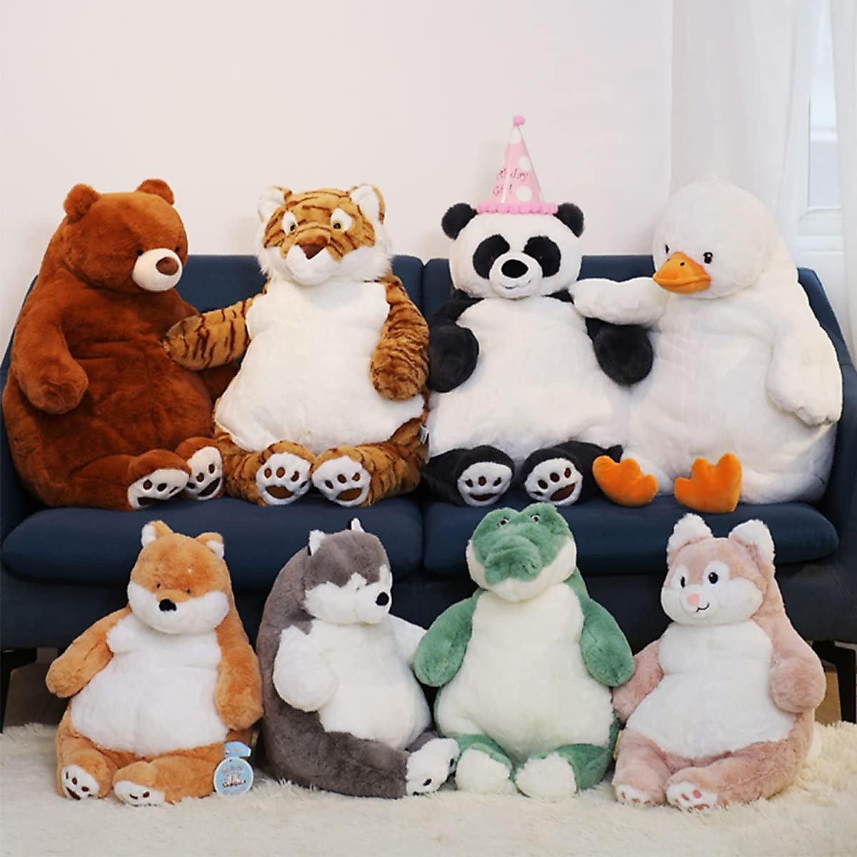 ARELUX 22in Large Bunny Plush Stuffed Animal Hugging Pillow:Soft Giant Sleeping Body Warm Fluffy Pillow Adorable Chubby Bunny Plushie Toy Creative for Friends Dormitory