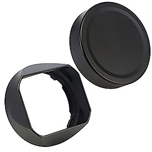 Haoge Lens Hood Metal Square Bayonet for Fujifilm XF35mmF2 R WR, XF23mmF2 R WR XC 35mm F2, Fuji 35mm F2, 23mm F2 Lens Hood, with Metal Front Cap, Replaces Fujifilm LH-XF35-2 LH XF35 2 Hood Shade