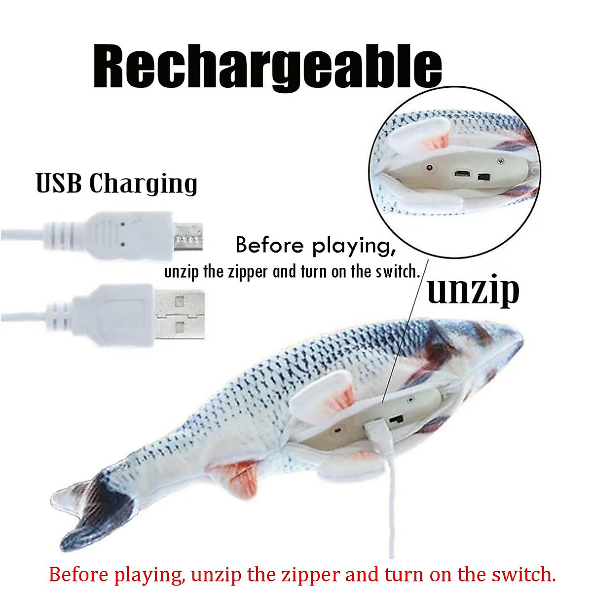 QIAONIUNIU Electric Moving Fish Interactive Plush Toys