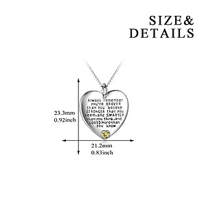 YFN Sterling Silver Always Remember You are Braver Than You Believe Jewelry Pendant Necklace Inspirational Gifts (November)