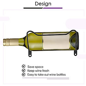 AMGSH Wall Mounted Wine Racks | 10 Pack Iron Wine Bottle Display Holder Rack Hanging Wine Organizer Rack with Screws for Beverages/Liquor Bottles Storage