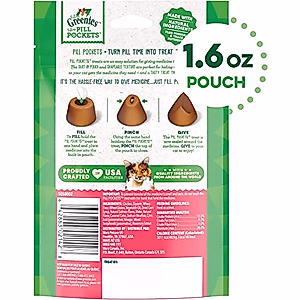 Greenies Pill Pockets Salmon Treats For Cat, 1.6 oz, Pack of 3