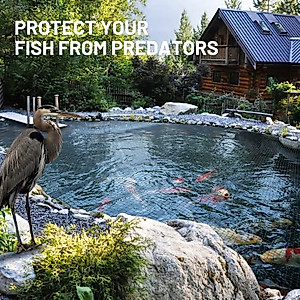 PatioGem Pond Netting, 15’ x 20’ Pond Netting for Koi Ponds, Durable & Sturdy Pond Net to Catch Leaves & Debris, Drive Herons, Raccoons, Cats & Predators Away, Handy Accessories Included (3/8” Mesh)