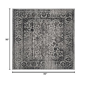 SAFAVIEH Adirondack Collection Area Rug - 8' Square, Grey & Black, Oriental Distressed Design, Non-Shedding & Easy Care, Ideal for High Traffic Areas in Living Room, Bedroom (ADR109B)