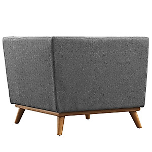 Modway Engage Corner Sofa in Mid-Century Modern Upholstered Fabric Gray