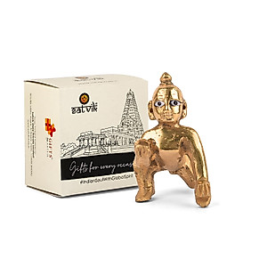 Craftsman Brass Laddu Gopal Ji Idol Kanha Ji Murti/Statue Indian Krishna Figurine Gopal Krishna Janmashtmi Kanha Makhan Chor Bal Gopal Murti for Krishnajanmashtmi Home and Temple (Size 0)