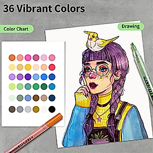 Betem Acrylic Paint Markers Paint Pens 36 Colors, Betem Premium Medium Tip Acrylic Paint Pens for Wood, Canvas, Stone, Rock Painting, Glass, Ceramic Surfaces, DIY Crafts Making Art Supplies