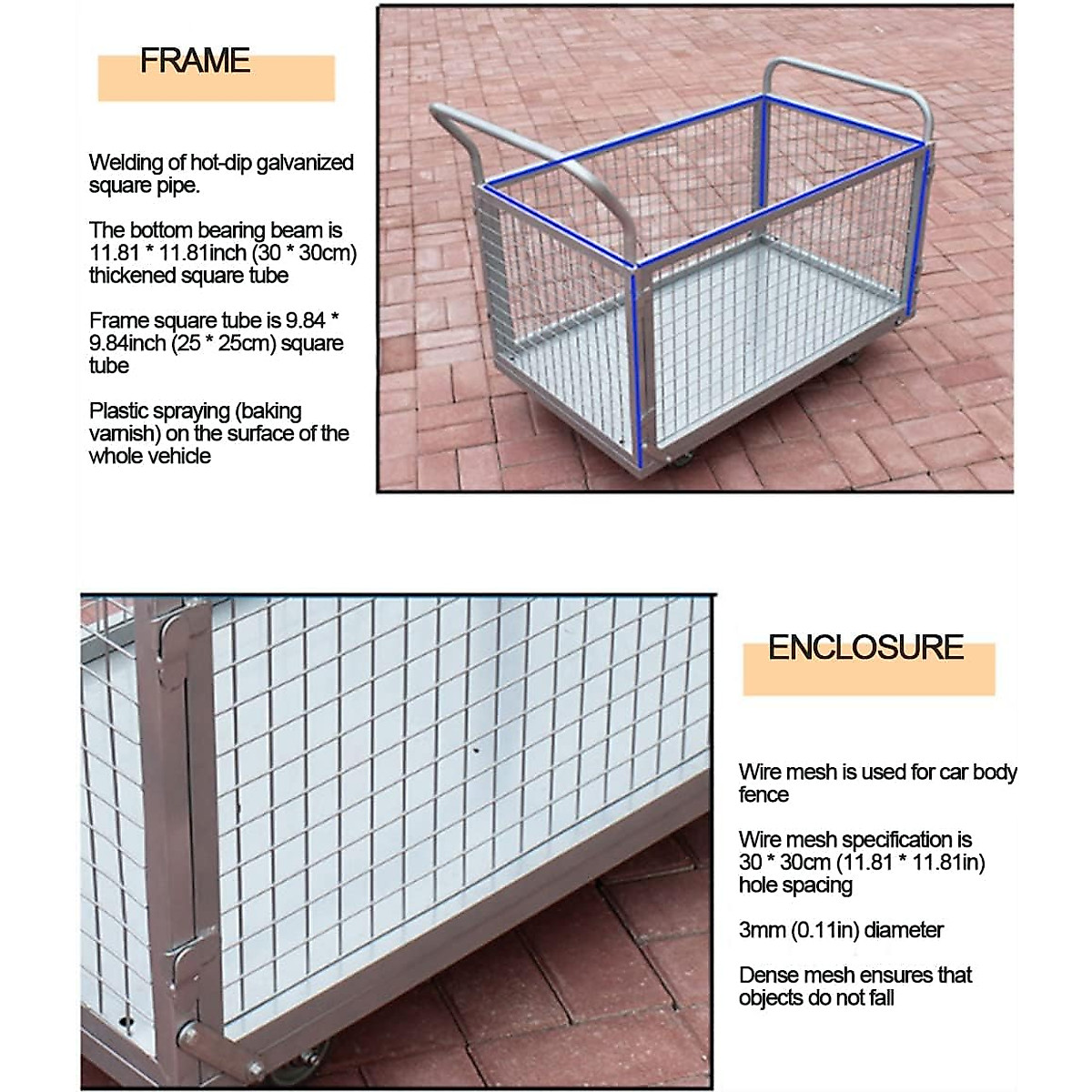 BaiYouMei Platform Truck Cart with Cage,4in1 Foldable Hand Truck Flat Cart 39"x24" Heavy Duty Push Cart Dolly, Load 1000lbs Large Flatbed Hand Truck Cart for Grocery, Laundry, Shelving, Storage