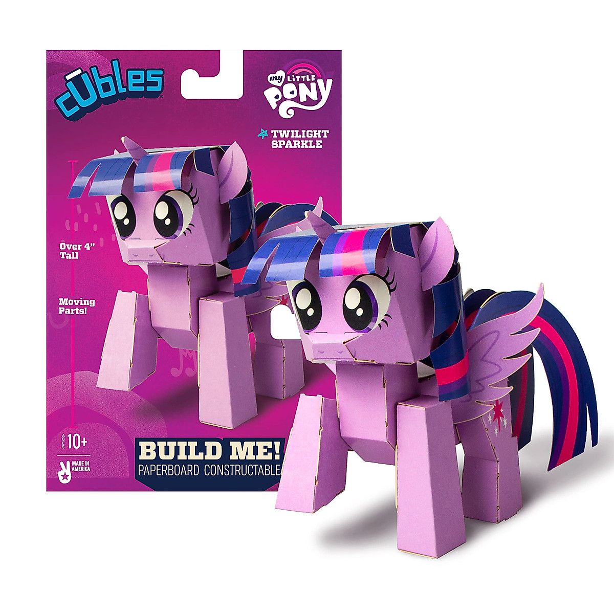 Cubles My Little Pony Series 1 3-Pack Twilight Sparkle, Applejack, Fluttershy - 3D Paperboard Constructable Set - Build-Your-Own, Ages 6 and Up – Over 5 Inches Tall - 100% Recyclable