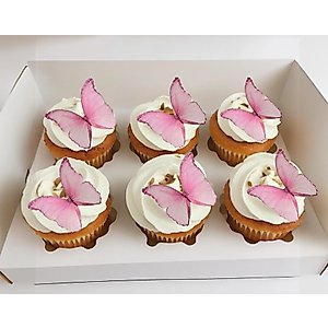 SS Cohen Edible Wafer Glutinous Paper Butterflies for Birthday Cake Decorating include 48 Pcs Colorful Small Pastel Cupcake Topper Decorations, Birthday Cake Topper (pink)