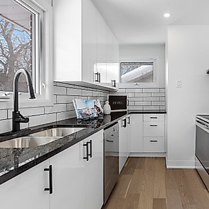 Goldmic 30-Pack 5'' Cabinet Pulls Matte Black Stainless Steel for Kitchen Cabinet Handles Cupboard Drawers Pulls, 5 Inch Length, 3 Inch Hole Center