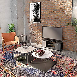 Furinno Econ Entertainment Center, Black/Black