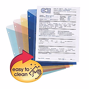 Smead Organized Up Poly Translucent Slash File Jacket, Three-Hole Punched, Letter Size, Assorted Colors, 10 per Pack (85754)