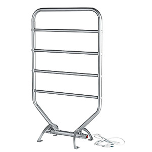 Warmrails Traditional Towel Warmer - Free-Standing or Wall Mounted Towel Warmer Rack for Drying Towels and Garments - 34-Inch Nickel Finish Frame with 4 Bars - Model RTS