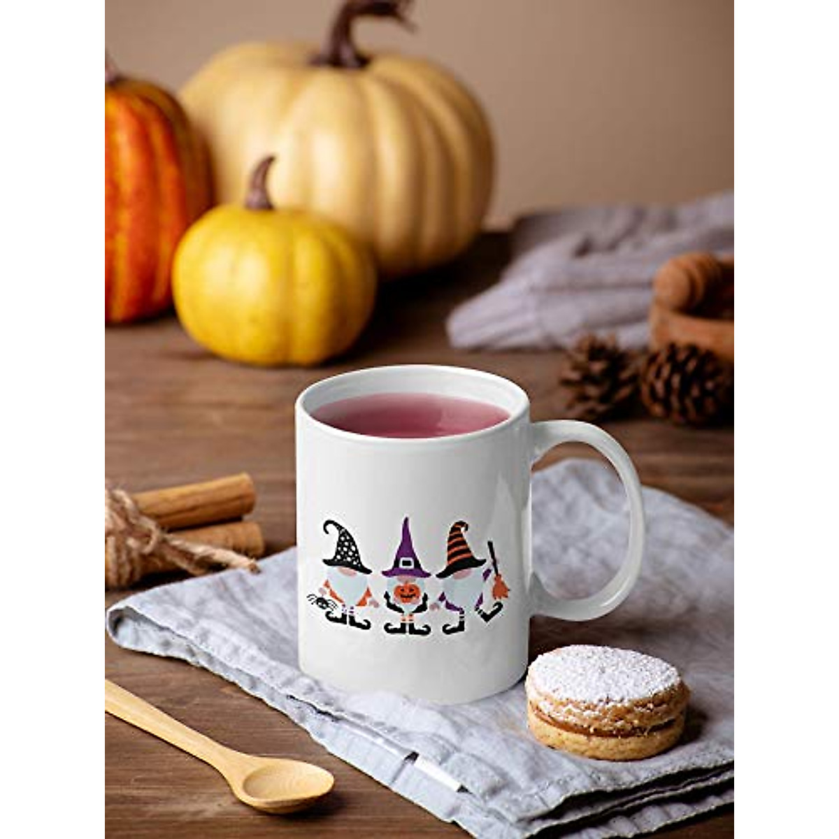 Halloween Gnomes Coffee Mug Cute Seasonal Jack O'lantern Funny Motivation Inspiration 11-ounce White Ceramic Cup CMP00098