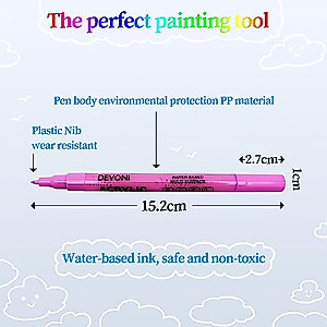 DEYONI 12 Colors Acrylic Paint pens for kid 0.7mm,Extra Fine Paint Pens Acrylic Markers Canvas, Rock Painting, Wood, Fabric, Ceramic, Stone, Metal,art supplies