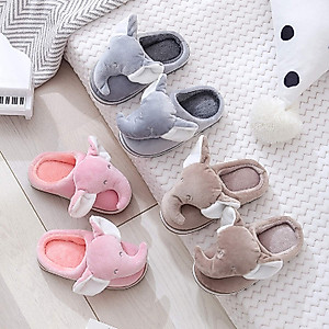 ixiton Adult unisex Winter warm Cartoon animal slippers,Cozy Memory foam Animal-shaped slippers,Cartoon elephant slippers,Indoor And Outdoor Non-slip slippers,5-6,gray