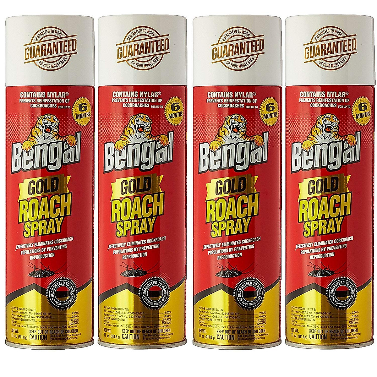 Bengal Roach Killer, 11 oz, Can, Viscous Liquid, Mild Ethereal, Spray, 4 Count