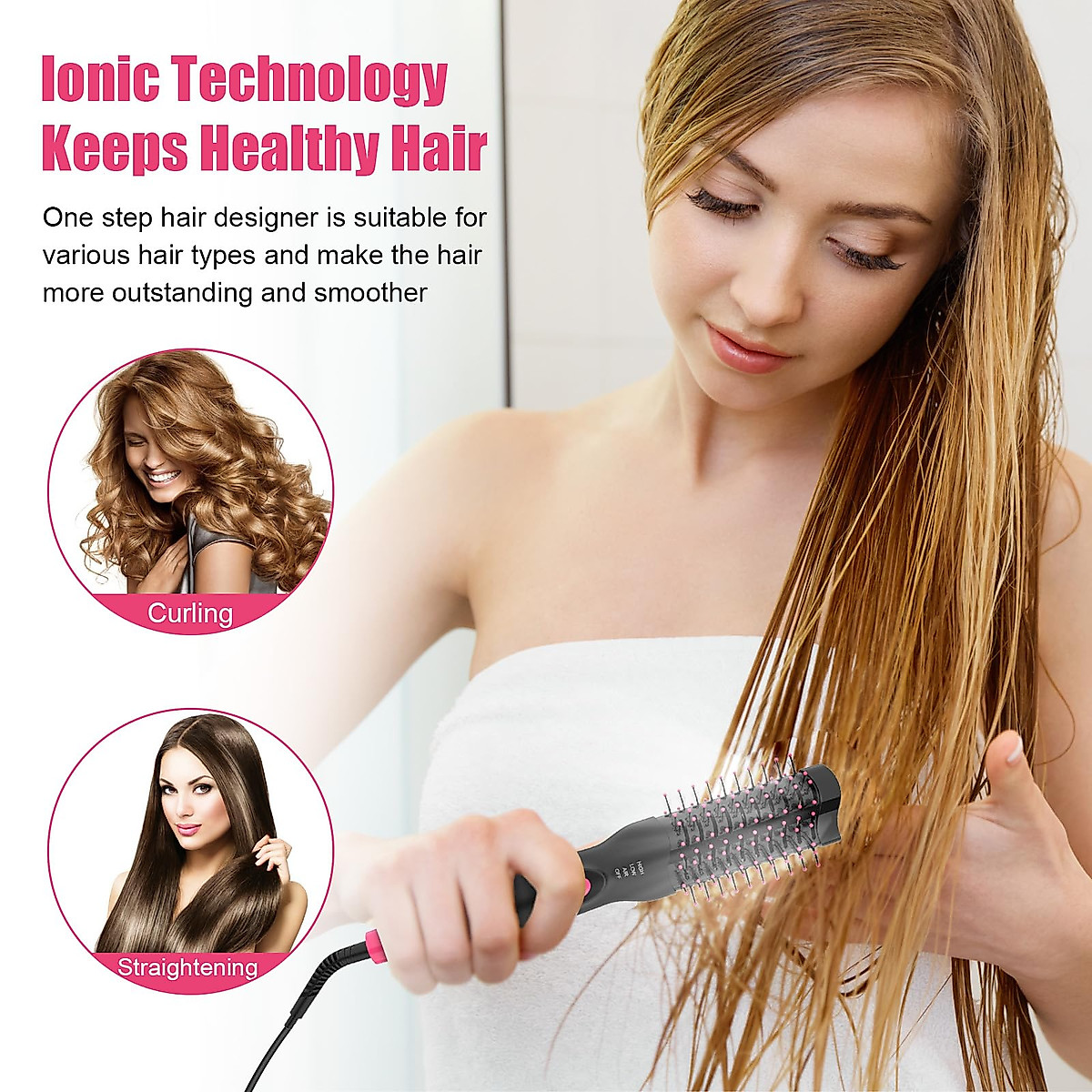 Hair Dryer Brush 2.0,Blow Dryer Brush in One - 4 in 1 One-Step Hair Dryer and Styler Volumizer with Negative Ion Anti-frizz Hot Air Brush for Drying Straightening Curling Salon