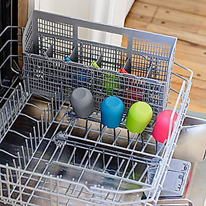 ez pz Mini Cup + Straw Training System 3-Pack (Blue, Lime & Gray) - 100% Silicone Training Cup for Infants + Toddlers - Designed by a Pediatric Feeding Specialist - 9 Months+