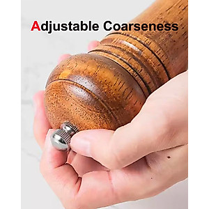 Pepper Grinder Salt Grinder Wooden Pepper Mill Grinder w/Adjustable Coarse, 5 inch Tall Wood Refillable Manual Pepper Grinder Mill Peppermill for Black Peppercorn, Easy Clean