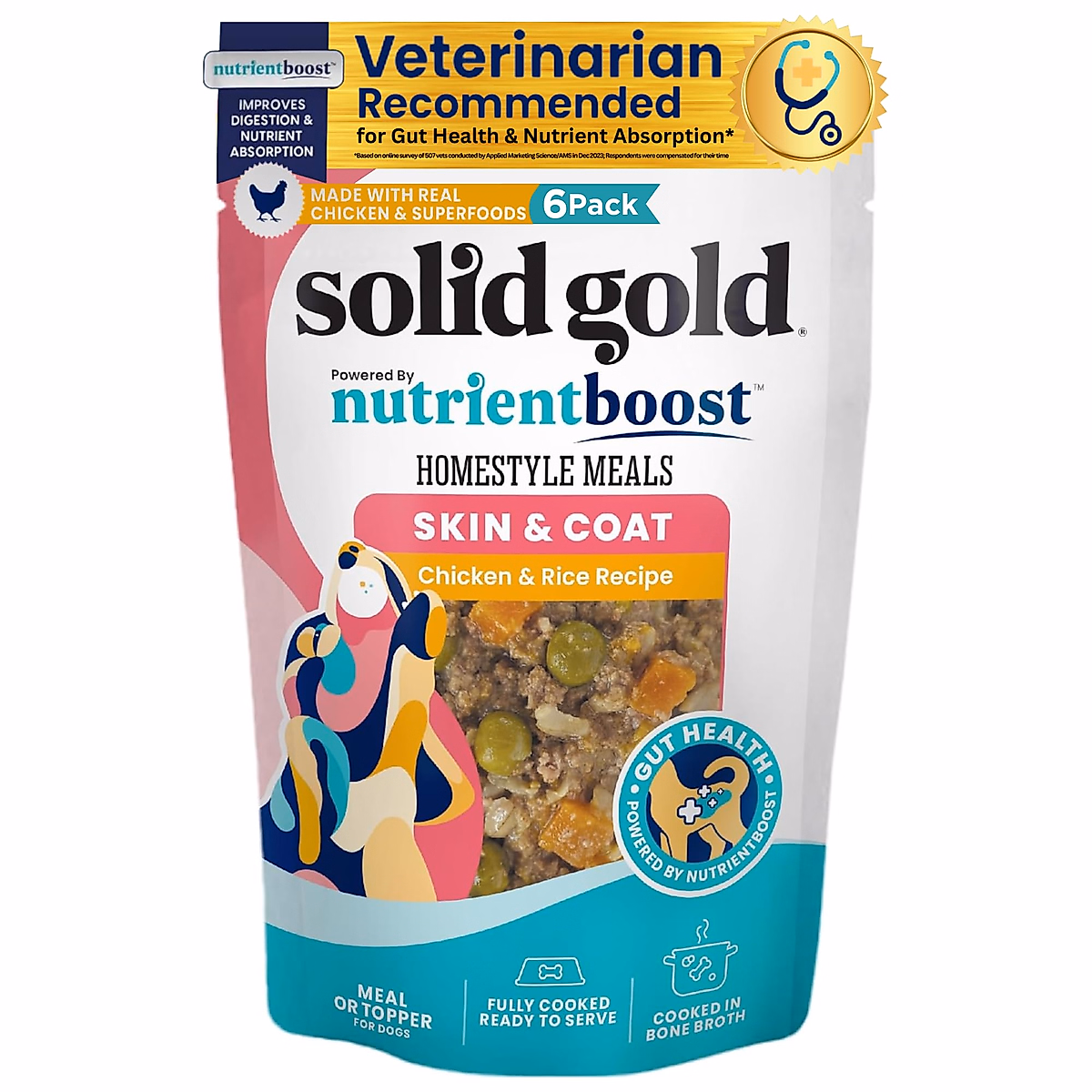 Solid Gold Homestyle Meals Wet Dog Food - Soft Dog Food Made with Real Chicken for Picky Eaters - Dog Toppers for Dry Food, Full Meal Replacement, or Treat - Fresh Dog Food Refrigerated - 9oz/6ct