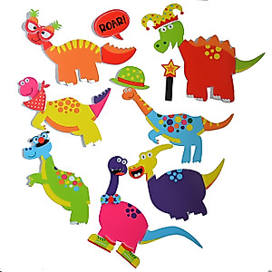 BUDDY & BARNEY Weird & Wonderful Dinosaurs Bath Stickers, Dinosaur Foam Stickers Bath Toy for Children 3+, Pack of 33 Reusable Dino Stickers, Bathtub, Tub, Shower, Boys, Girls, Kids