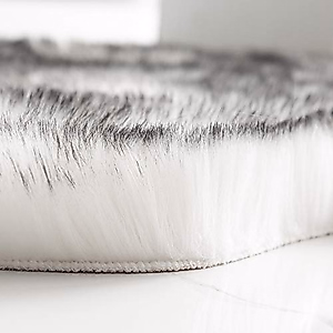 Carvapet 2 Pieces Soft Fluffy Faux Fur Chair Couch Cover Plush Sheepskin Area Rug Bedroom Living Room 2 x 3 Feet,Black/White