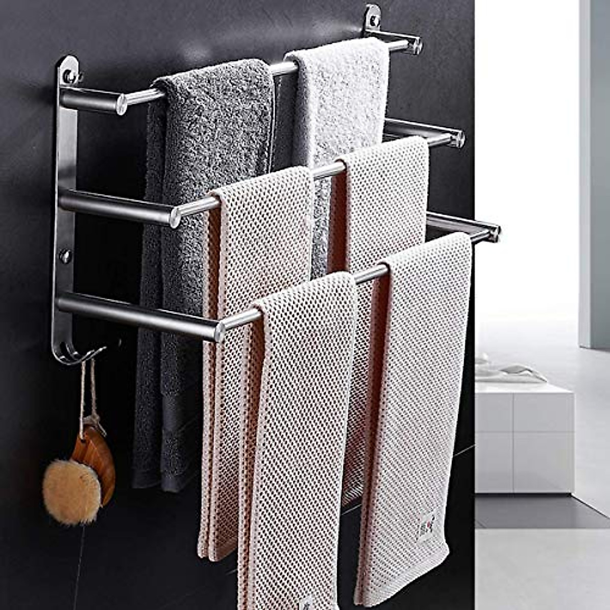 Towel Racks Towel Rack Simple Towel Shelf, Towel Shelf Towel Rack 304 Stainless Steel Towel Storage Holder Smooth Rounded Corner Wall Mounted Bath Towel Rail Bar for Bathroom Kitchen/80cm Bath Towel S