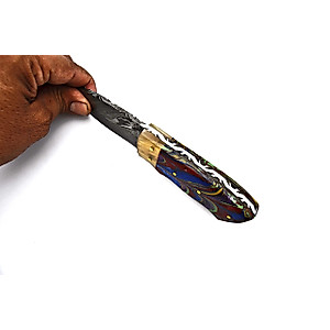 Smart & Sharp Custom Handmade Damascus Steel Hunting Knife/Skinning Knife AA-17216, 17217, 17218, 17219, 17220 and 17221 (Multi Color Resin)