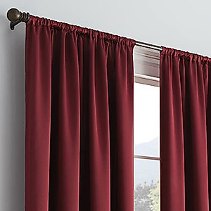 ECLIPSE Solid Thermapanel Modern Room Darkening Rod Pocket Window Curtain for Bedroom (1 Panel), 54" x 54", Merlot