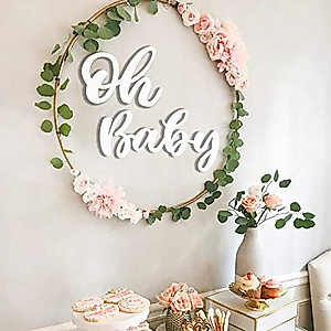 Wood Baby Sign, White Party Banner for Baby Shower Decorations, Birthday Party, Gender Reveal Backdrop, Wall Decor by QIFU