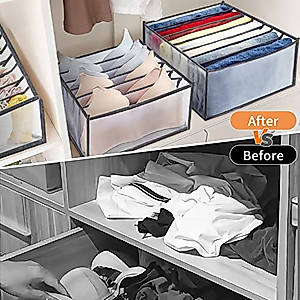 Wardrobe Clothes Organizer for Folded Clothes, Upgrade Mesh Clothes Storage Organizer, Storage Containers for Clothes Jeans Skirts, T-Shirt Underwear Bra Sock Organizer (4pcs, 2 Large and 2 Small)