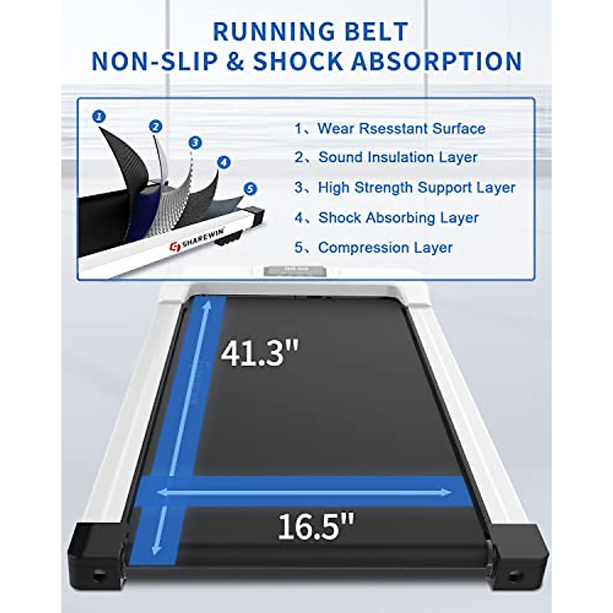 Desk Treadmill, Under Treadmill 2.5HP 300lb Electric Small Compact Mini Running Machine Walking Jogging for Home Office with Remote Control, White