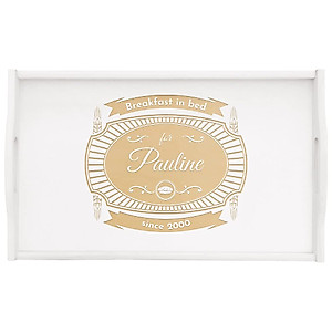Maverton Breakfast Tray Table for Women - Personalized Bed Tray - Laptop Table with Foldable Legs - Decorative Serving Tray with Engraving - for Birthday - Serving Tray for her - Breakfast